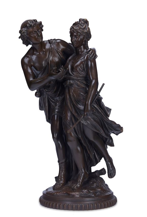 Bonhams : A patinated bronze figural group: Numa and Egeria after a ...