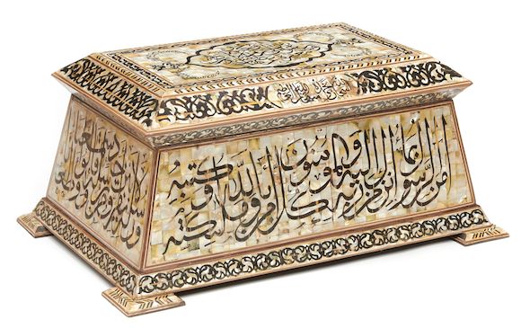 Bonhams : A Mid-Eastern shell inlaid casket