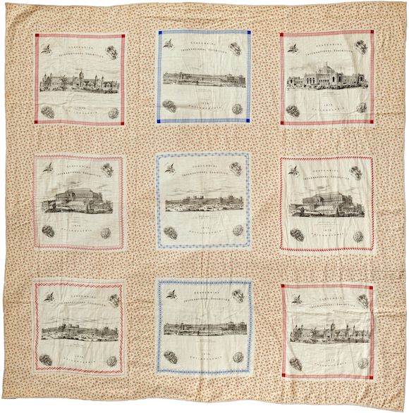 Bonhams : An appliqued cotton Centennial Quilt Connecticut, circa 1876