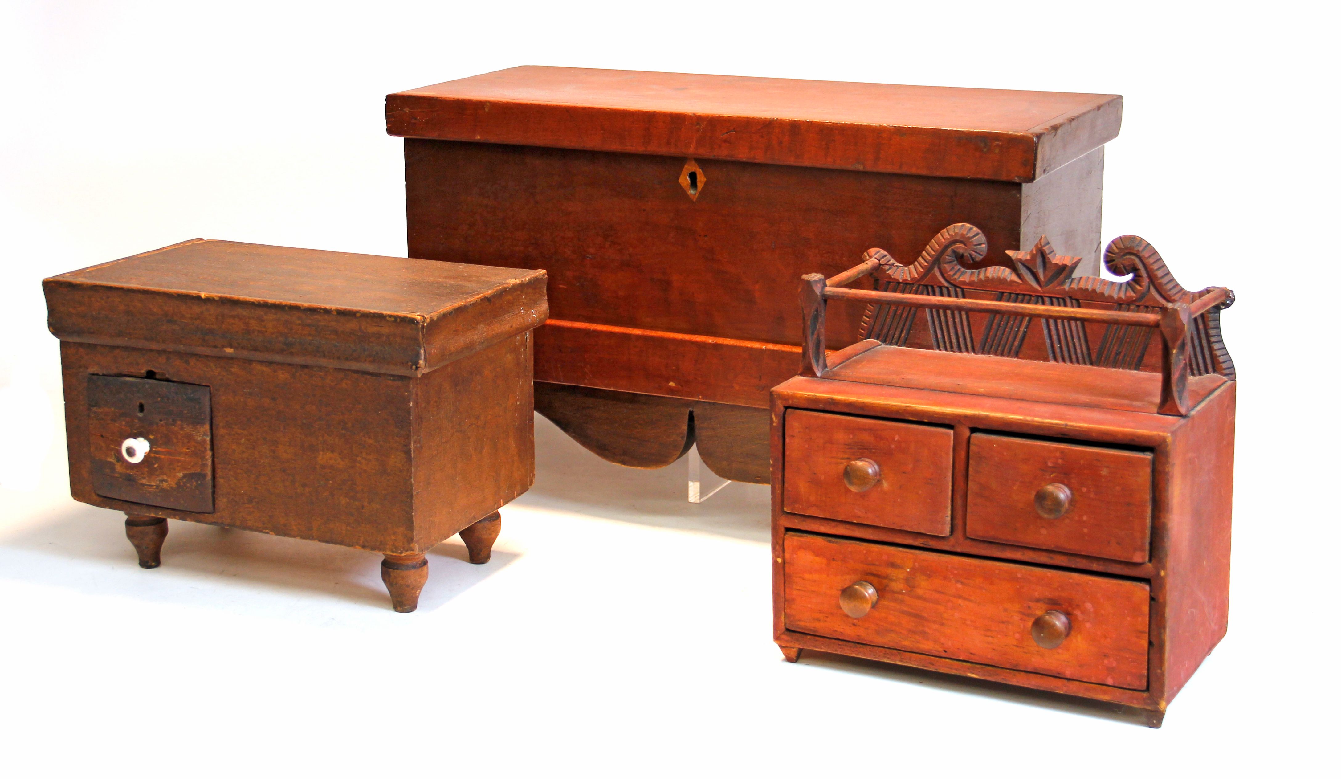 Bonhams : Two American stained and paint decorated miniature chests ...