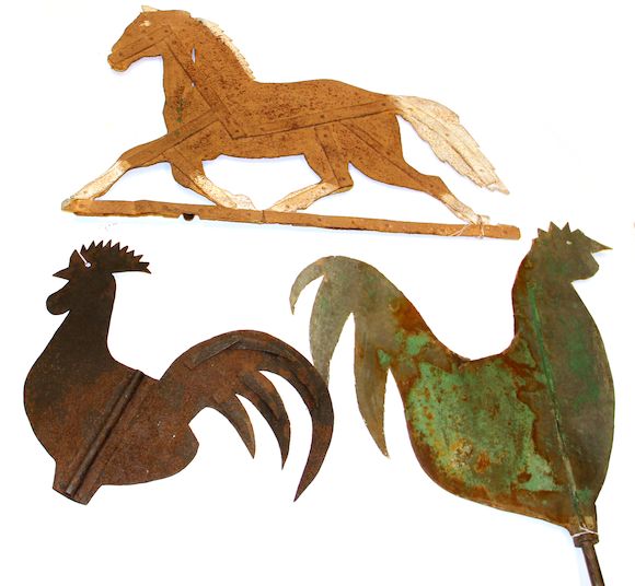 Bonhams : Two American sheet metal rooster weathervanes and a sheet ...