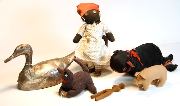 Bonhams : A miscellaneous grouping of cloth animals, an African ...
