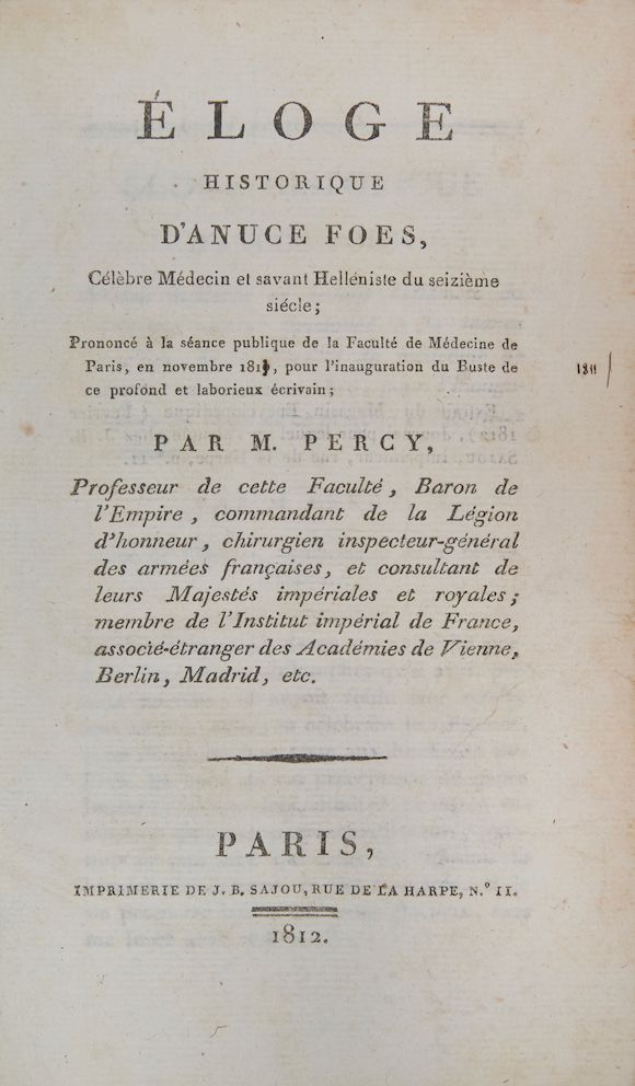 Bonhams : PERCY, PIERRE FRANÇOIS, BARON. 1754-1825. A collection of 7 ...