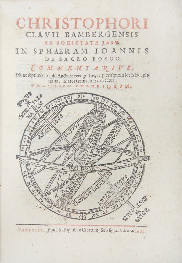 Bonhams : CLAVIUS, CHRISTOPHER. 1538-1612. In sphaeram Ioannis de Sacro ...