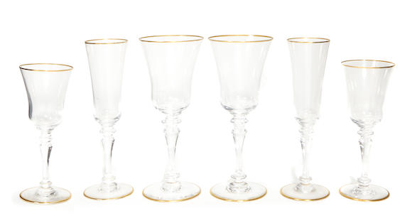 Bonhams A Suite Of Baccarat Gilt Heightened Glass Stemware