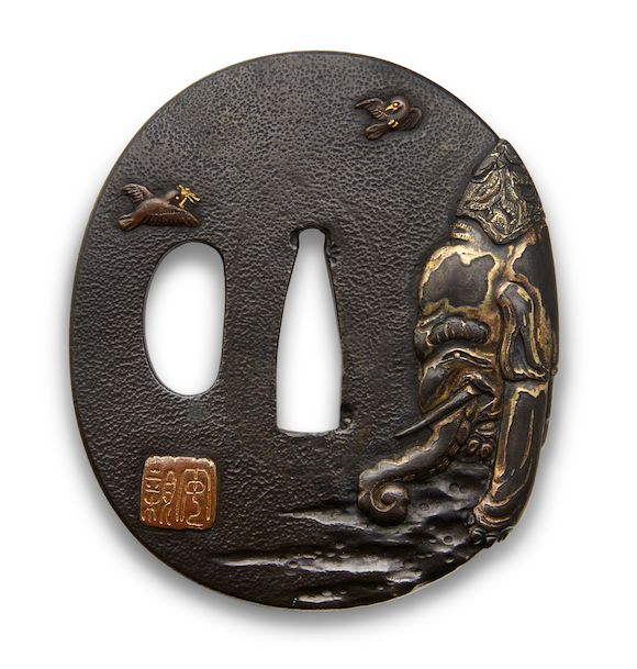 Bonhams : A Shonai tsuba After Yasuchika, Edo period (18th century)