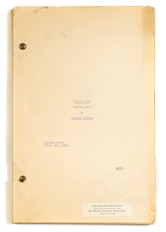 Bonhams : A Charles Feldman second draft screenplay of It Happened One ...