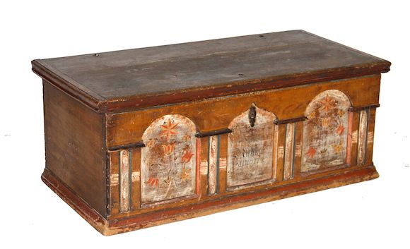Bonhams : An American German painted poplar chest Pennsylvania dated 1783