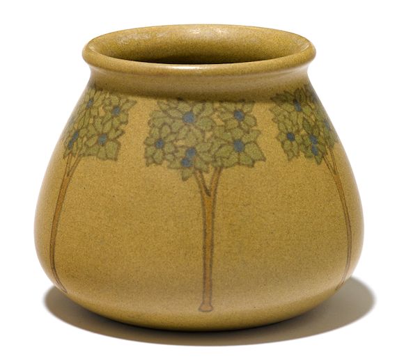 Bonhams : A Marblehead Pottery mustard glazed earthenware vase with ...