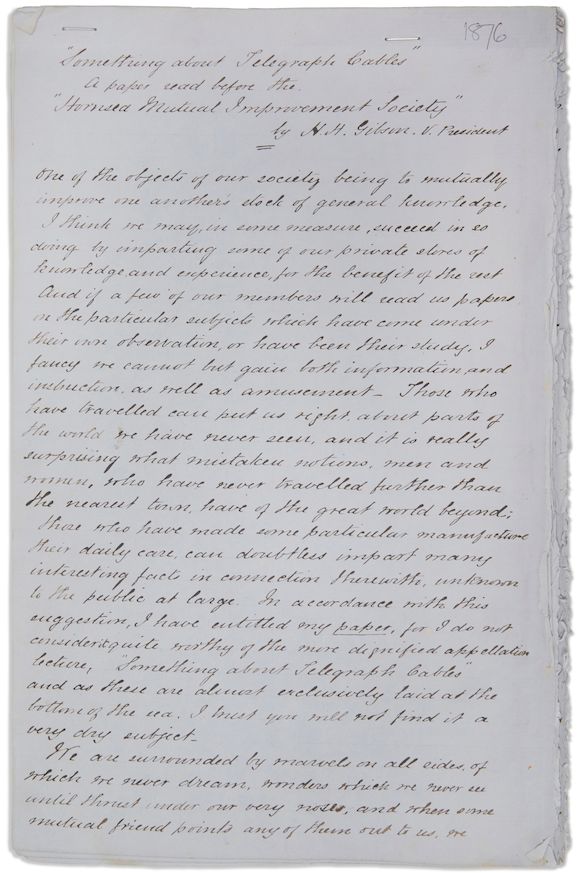 Bonhams : GIBSON, H.H. Autograph Manuscript Signed (H.H. Gibson. V ...