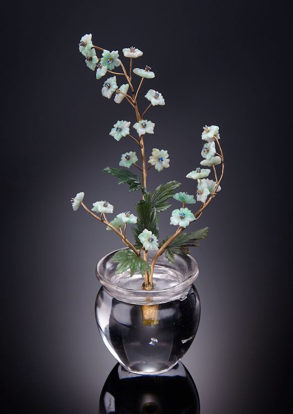 Bonhams : Carved Gemstone Flower Study