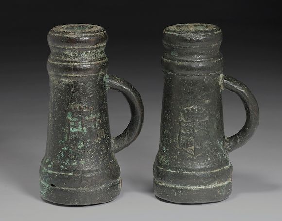 Bonhams : A pair of 18th century style continental bronze signal guns ...