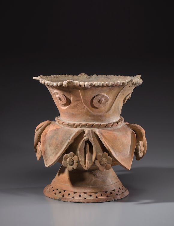 Bonhams : Large Aztec Brazier with Floral Motifs, ca. A.D. 1470-1521