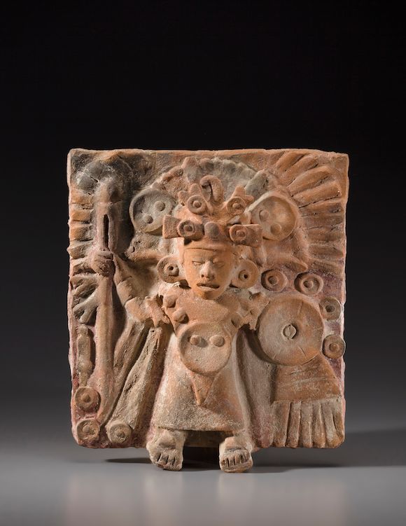 Bonhams : Aztec Plaque of a Warrior Goddess, ca. 1470-1521