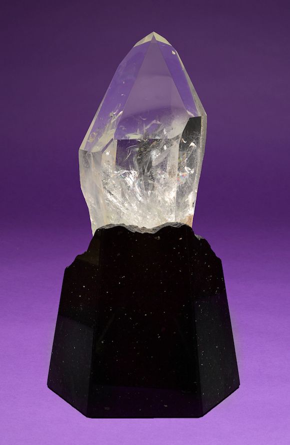 Bonhams : Illuminated Rock Crystal Quartz on Granite Base