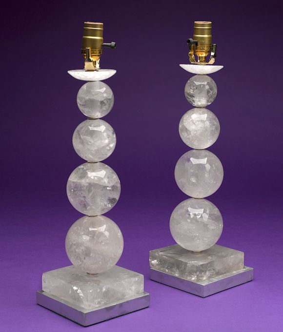 Bonhams : Pair of Rock Crystal Lamp Bases