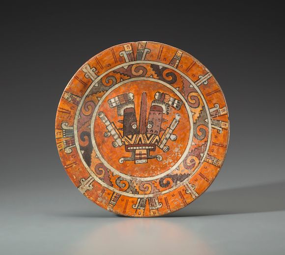 Bonhams : Aztec, Eastern Nahua, Polychrome Plate, ca. A.D. 1300-1521