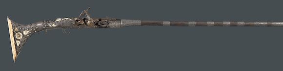 Bonhams : A silver-mounted Moroccan Afedali snaphaunce long gun