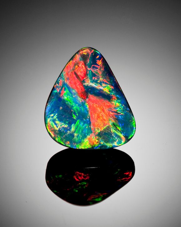 Bonhams : Exceptional Double-sided Black Crystal Opal--Chinese Writing ...