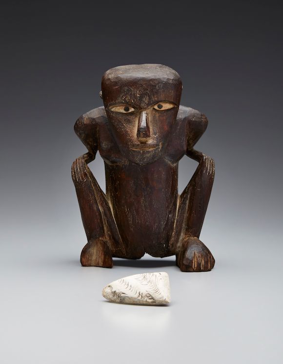 Bonhams : Rare Seated Figure and Shell Adze, Satawan Island, Mortlock ...