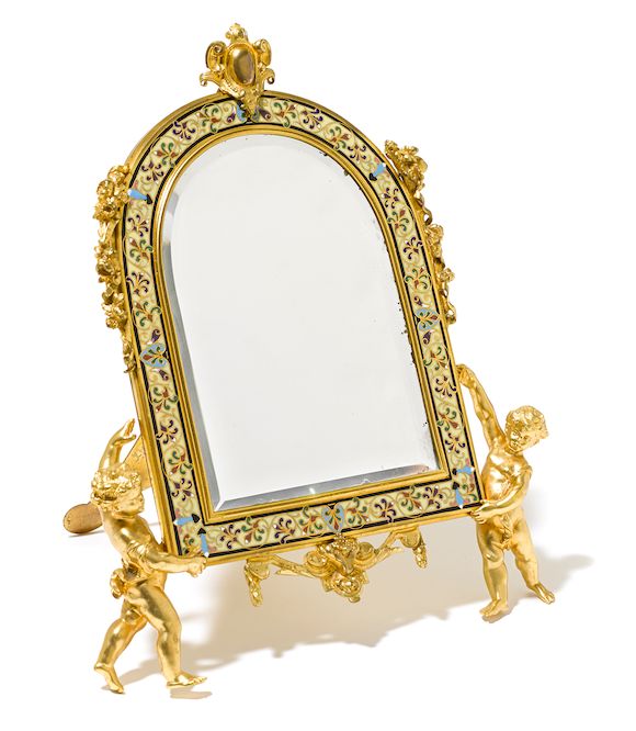 Bonhams : A French gilt bronze and champlevé enamel dressing mirror ...