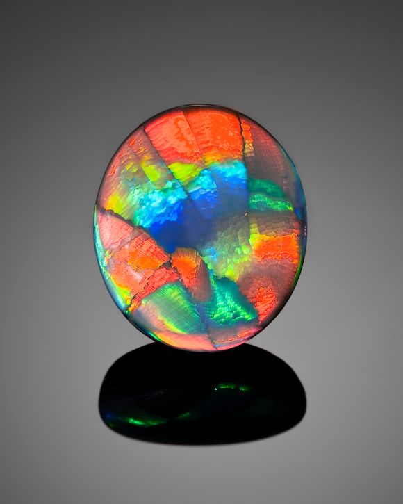 Bonhams : Rare Black Opal with "Ribbon" Pattern--"Desert Sands"