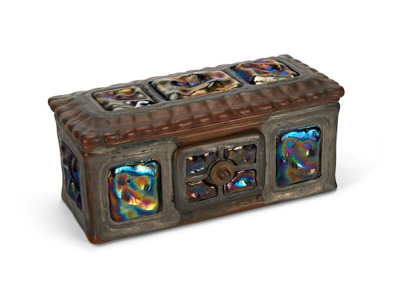 Bonhams : An experimental Tiffany Studios patinated bronze and Favrile ...