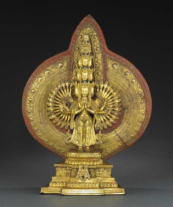 Bonhams A Gilt Copper Alloy Figure Of A Thousand Armed Avalokiteshvara