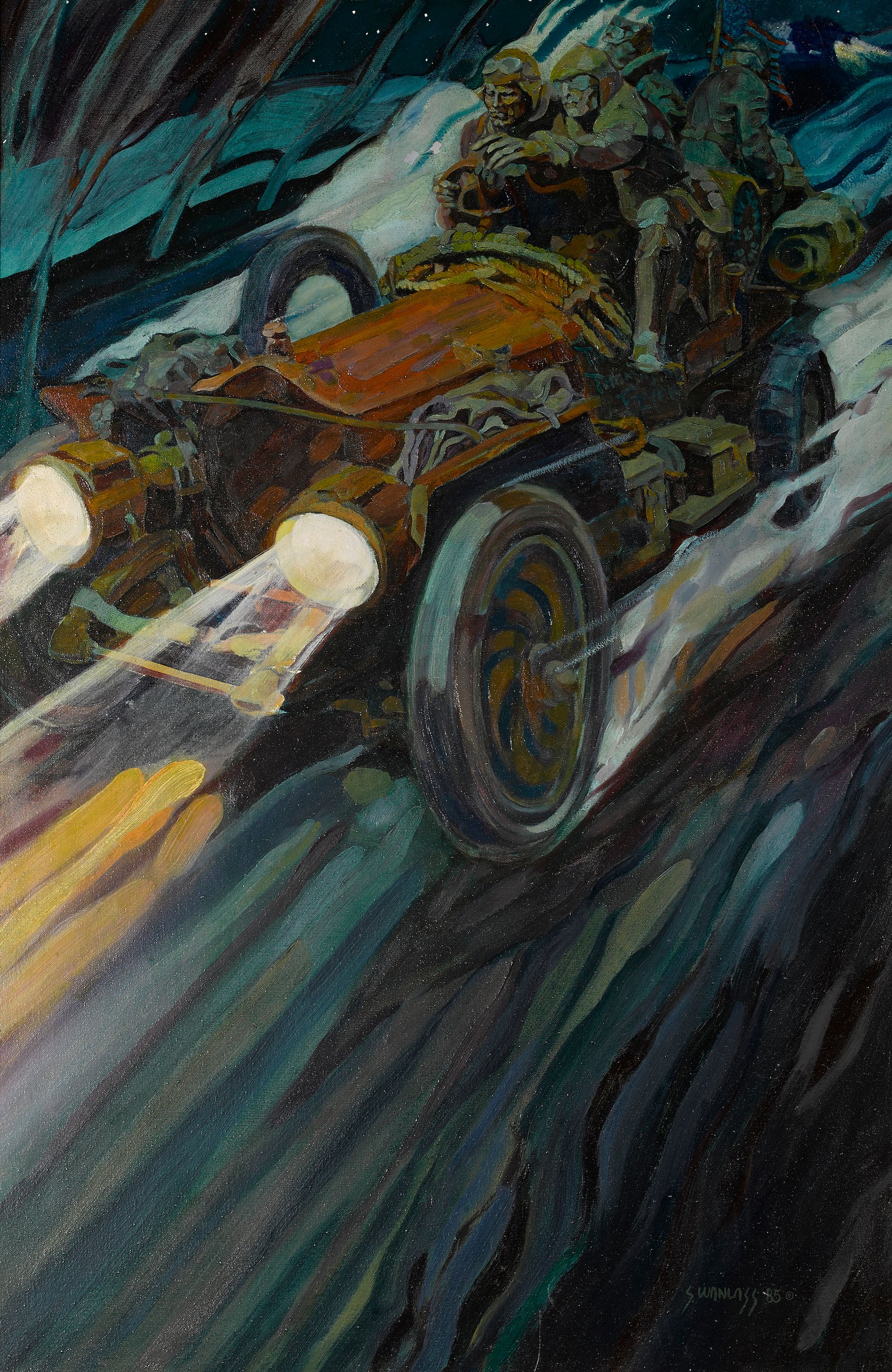 Bonhams Cars : S. Wanlass: "The Pursuit", 1985, Visual image 23½ x 35½ ...
