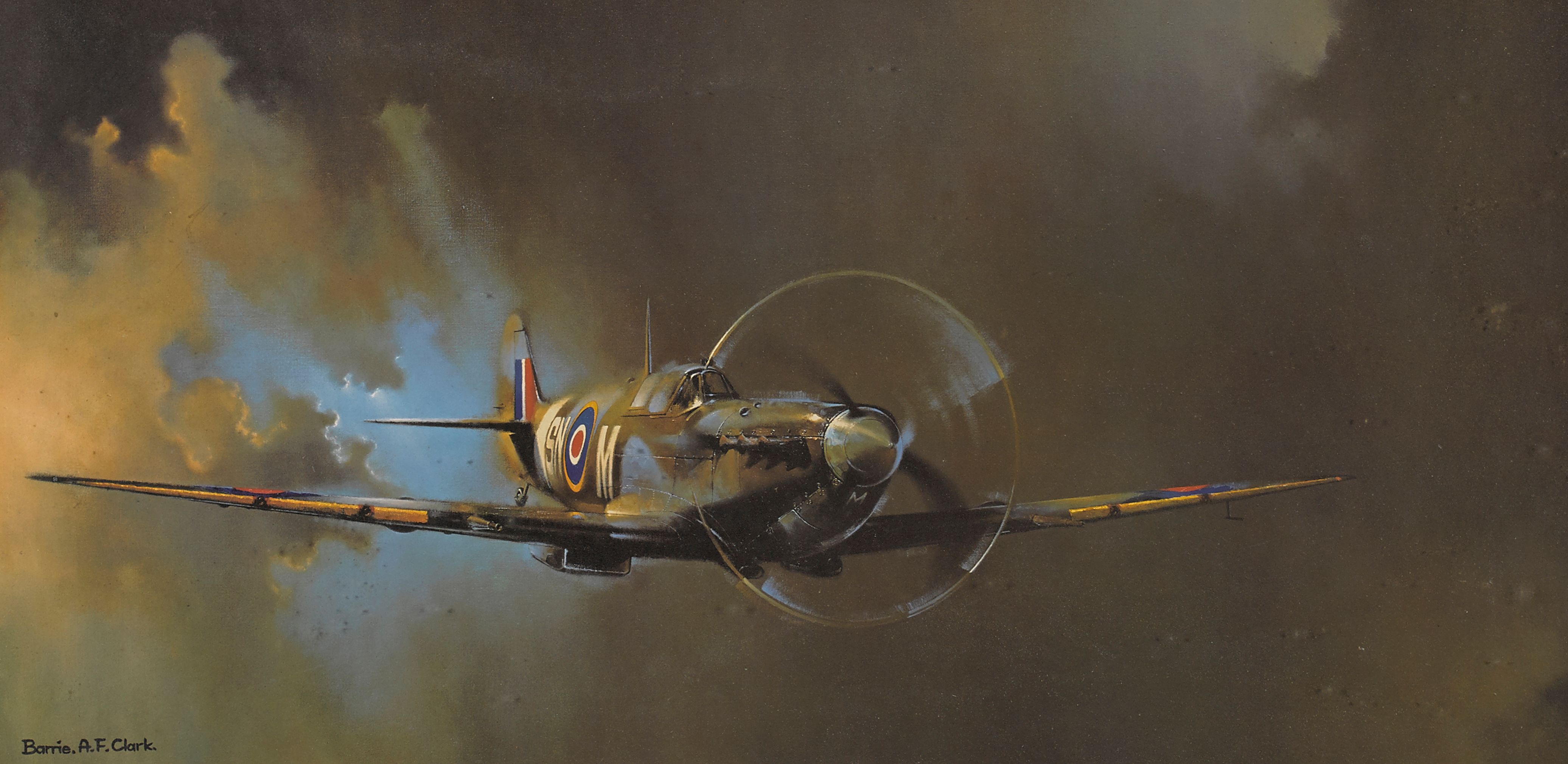 Bonhams Cars : Barrie A.F. Clark: print of 'Spitfire', Visual 39½ x 19½ ...