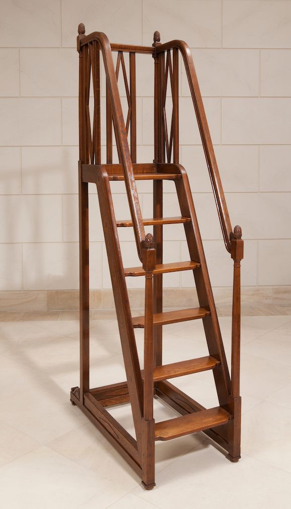 Bonhams : A Neoclassical style set of oak library steps late 19th century