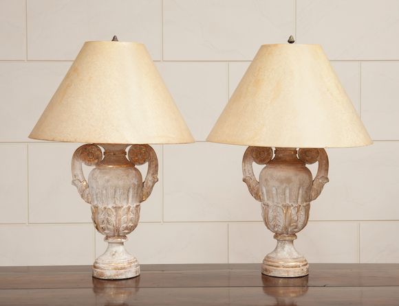 Bonhams : A pair of Neoclassical style parcel gilt and paint decorated ...