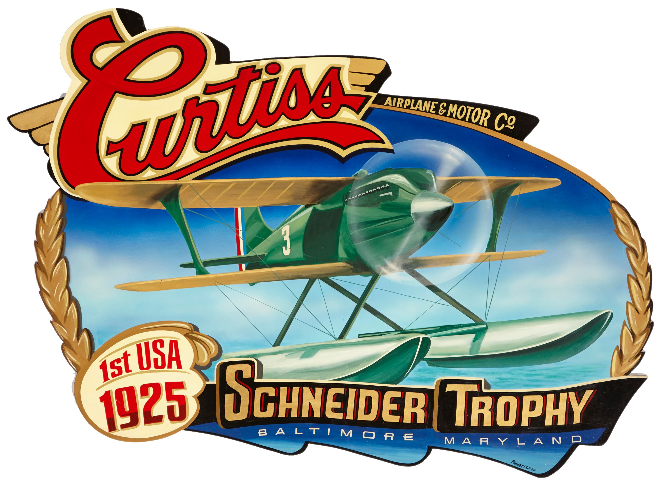 Bonhams Cars : Robert Carter: Curtiss R3C-2 Sea Plane, 48 x 72 ins.