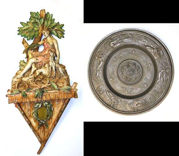 Bonhams : A Neoclassical style polychrome carved wood applique of Diana ...