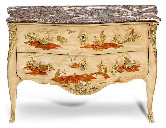 Bonhams : A fine Louis XV cream lacquered commode Martin-Étienne ...