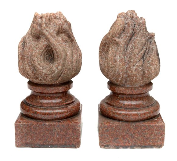Bonhams : A pair of Neoclassical style granite finials