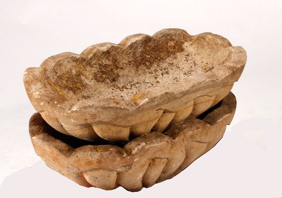 Bonhams : A pair of Neoclassical style cast stone basins 20th century