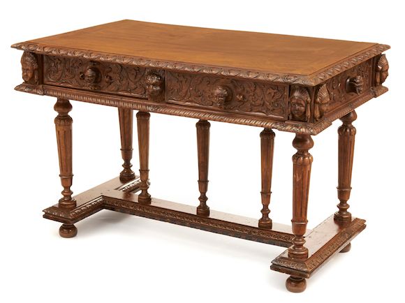 Bonhams : A Continental Renaissance Revival carved walnut library table ...