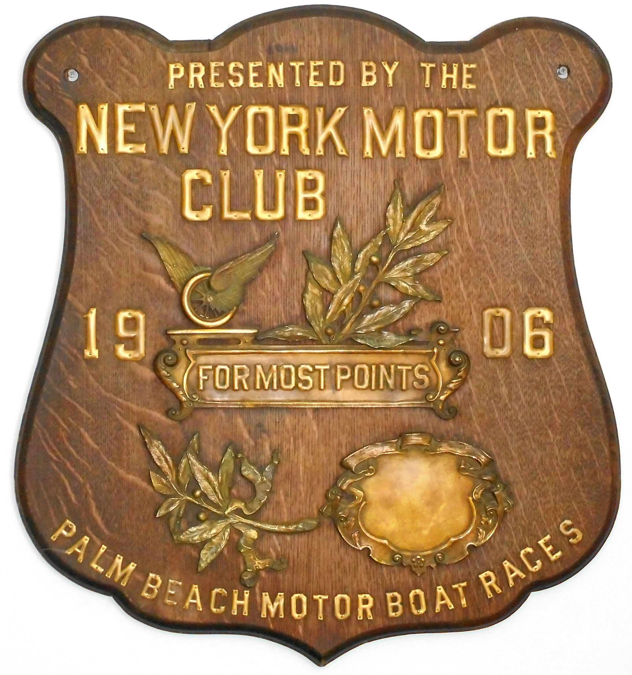 Bonhams Cars : A Palm Beach Motorboat Race plaque, presented by the New ...