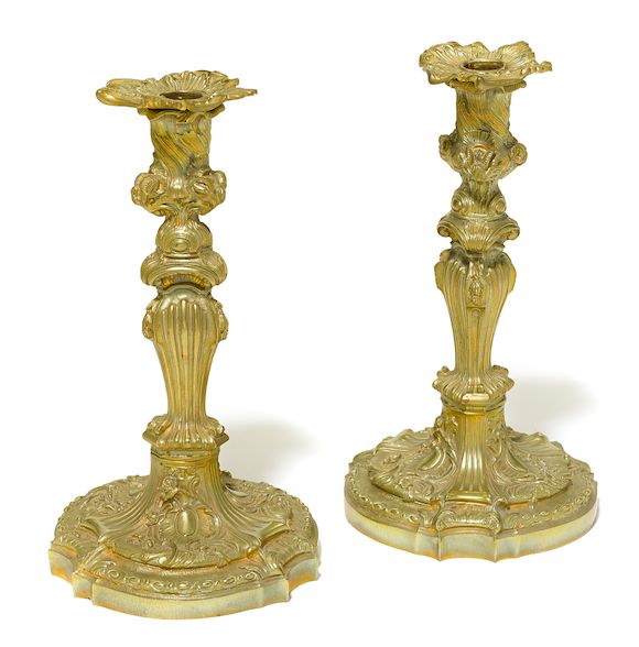 Bonhams : A pair of French gilt bronze candlesticks second half 19th ...