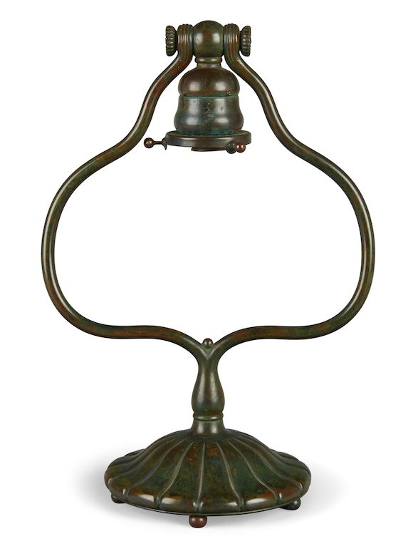 Bonhams : A Tiffany Studios patinated Bronze Harp lamp base 1899-1918
