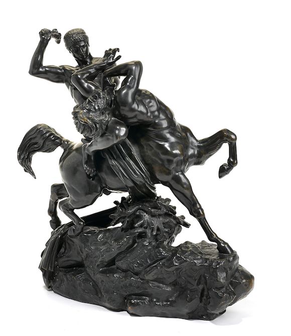 Bonhams : A French patinated bronze figure Thésée combattant le ...