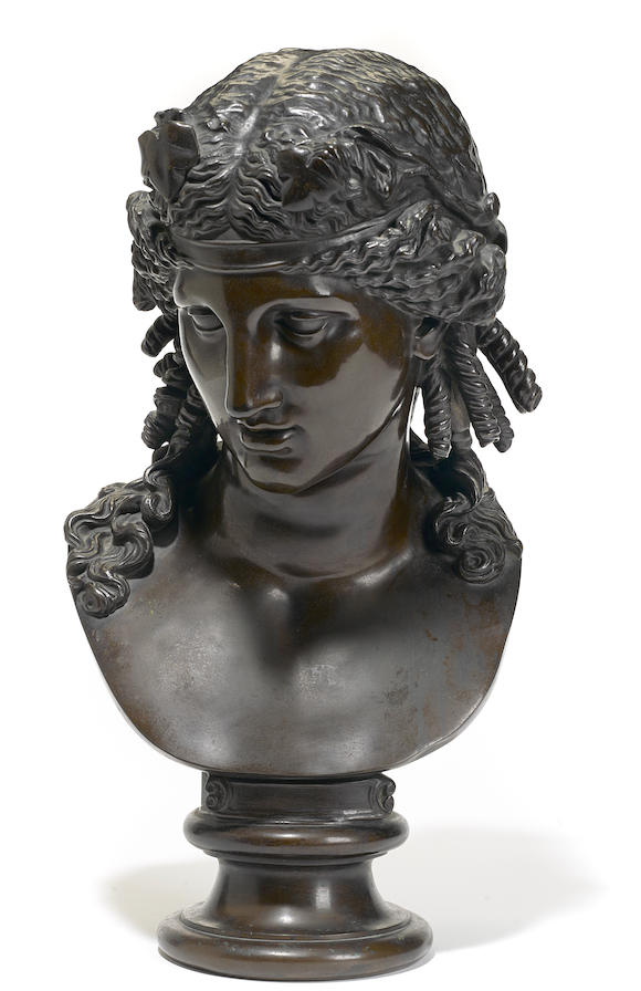 Bonhams A French Patinated Bronze Bust Of Ariadne After The Antique F Barbedienne Foundry