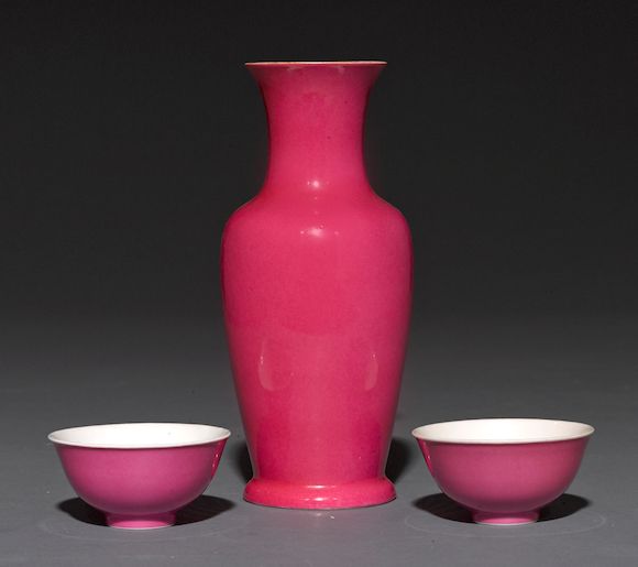 Bonhams : A group of three ruby-red glazed monochrome vessels Republic ...