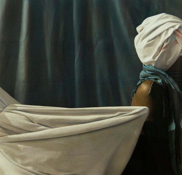 Bonhams : Susan Fenton (American, born 1949); Umbrian Figure with Blue ...