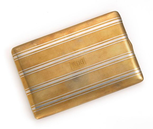 Bonhams : A 14k bicolor gold cigarette case, Cartier