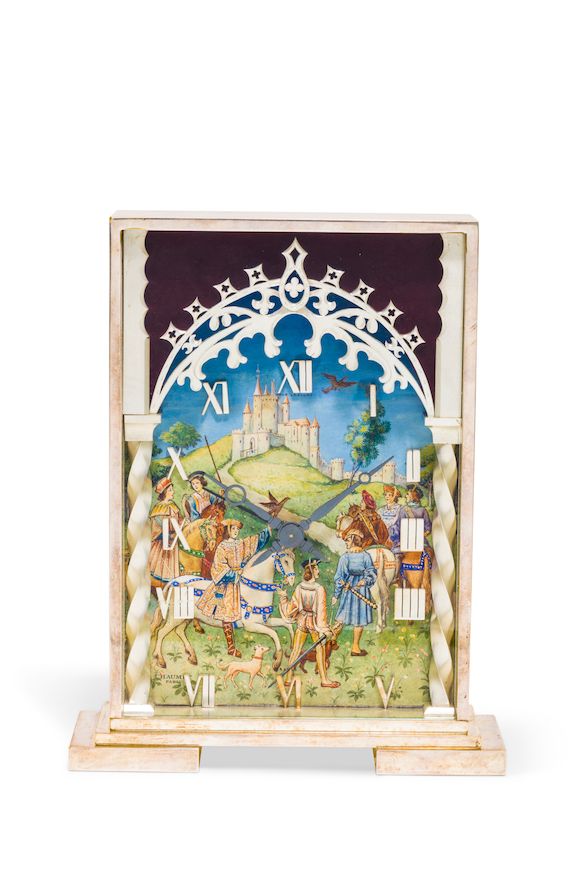 Bonhams : A French silver desk clock with alarm Retailed by Chaumet ...