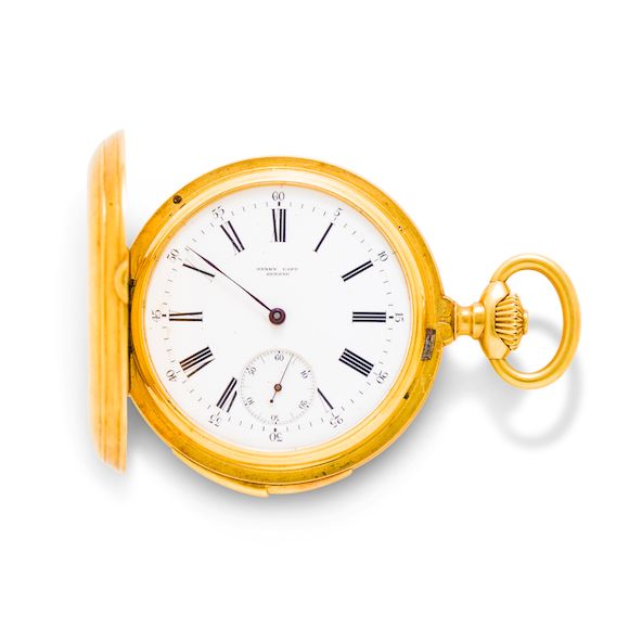 Bonhams : Henry Capt, Geneva. An 18K gold hunter cased minute repeating ...