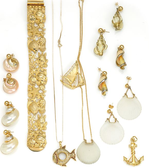 Bonhams : A collection of rock crystal, shell, gem-set, diamond and ...