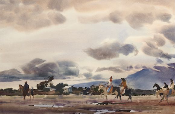 Bonhams : Rex Brandt (American, 1914-2000) Riders in a California ...